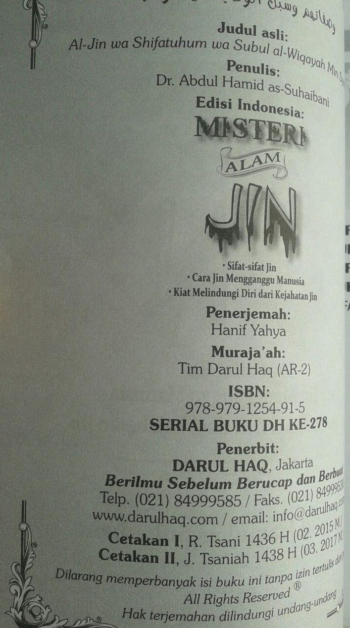 Buku Misteri Alam Jin Berdasarkan Al-Quran dan As-Sunnah - Toko Muslim