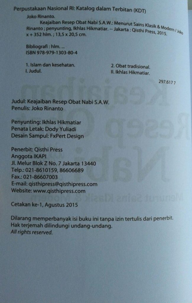 Buku Keajaiban Resep Obat Nabi Menurut Sains Klasik Dan Modern - Toko ...