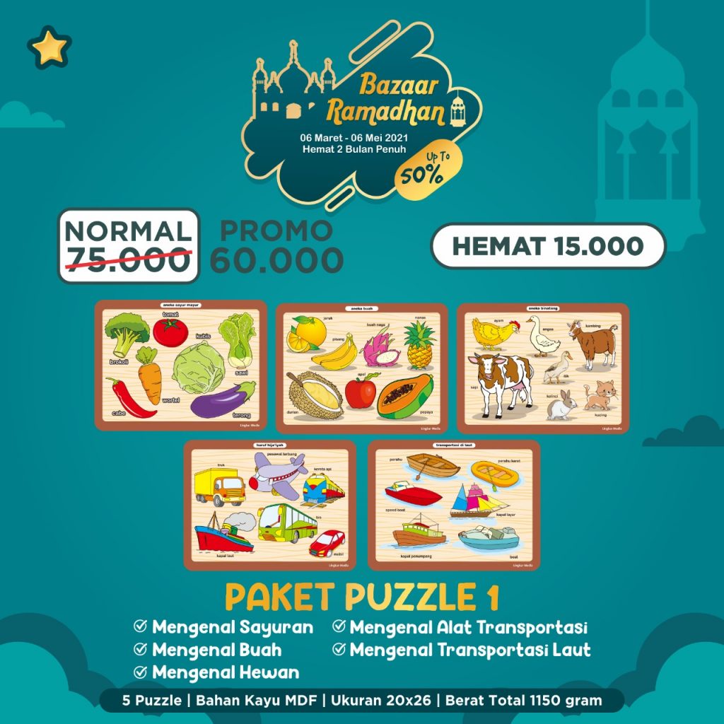 Paket Puzzle 1 Aneka Buah Sayur Binatang Alat Transportasi Laut | Toko ...