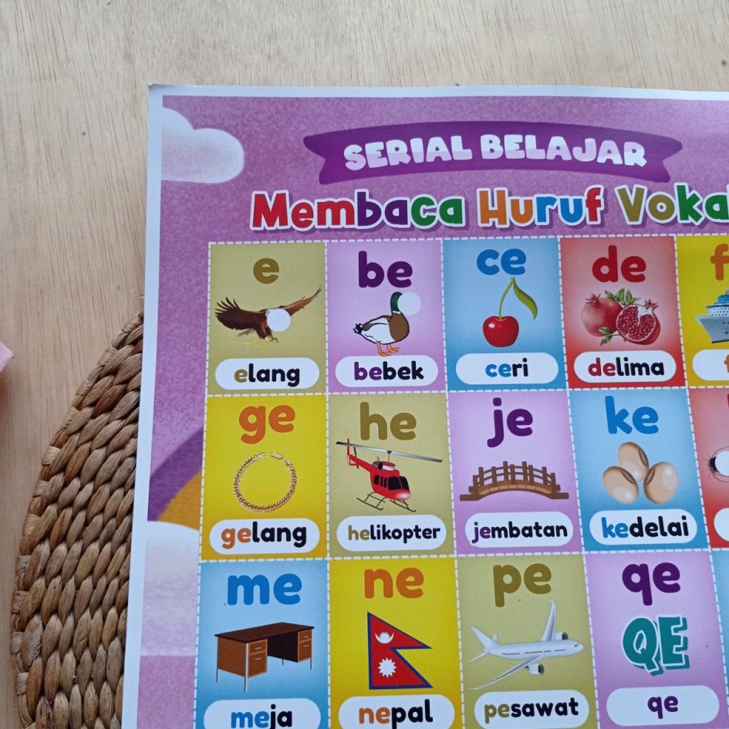 Poster Serial Belajar Membaca Huruf Vokal E Al-Abror - Toko Muslim