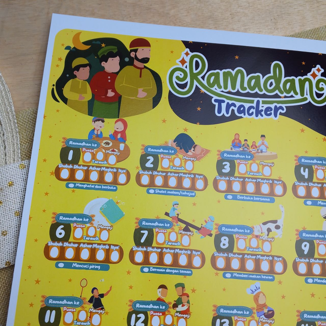 Poster Ramadan Tracker 30 Hari Ceklist Puasa Dan Tugas Harian - Toko Muslim