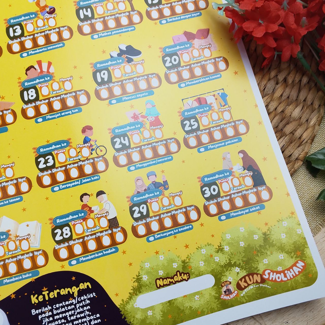 Poster Ramadan Tracker 30 Hari Ceklist Puasa Dan Tugas Harian - Toko Muslim