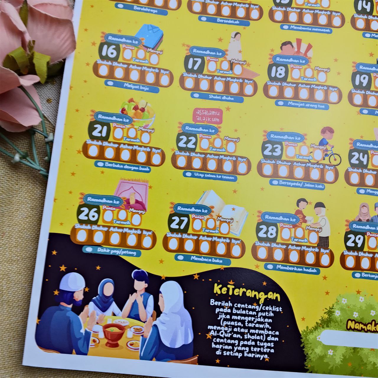 Poster Ramadan Tracker 30 Hari Ceklist Puasa Dan Tugas Harian - Toko Muslim